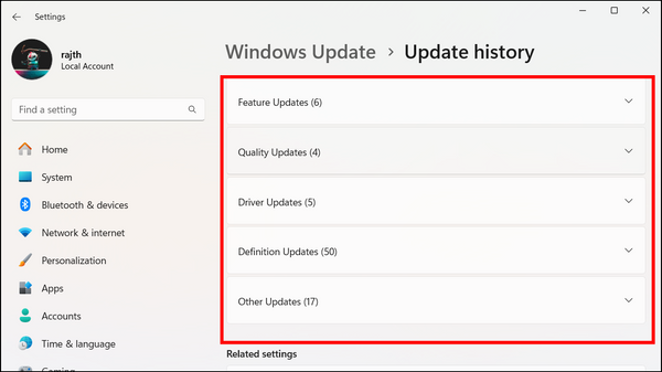 How to View Update History in Windows 11