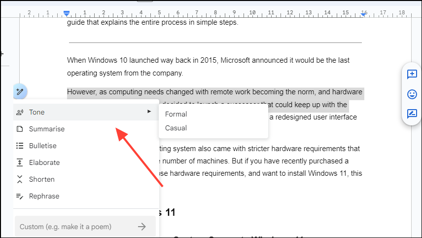 How To Use Gemini in Google Docs