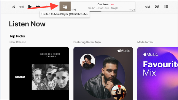 How to Enable or Disable Mini Player in Apple Music on Windows