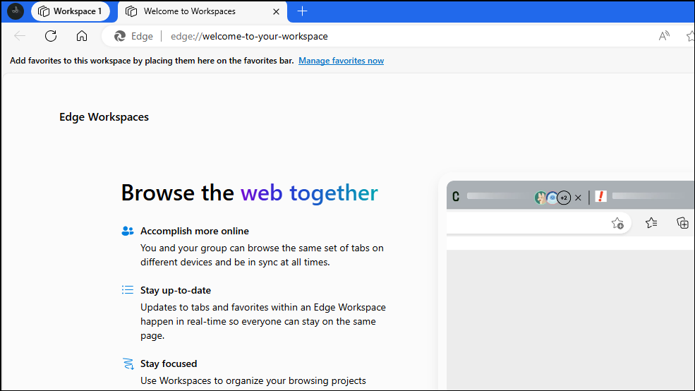 How to setup and use Microsoft Edge Workspaces