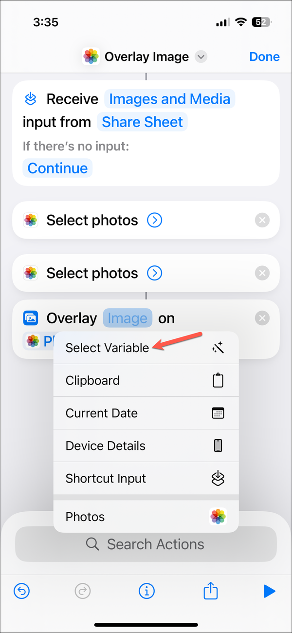 How to overlay images on iPhone with Shortcuts