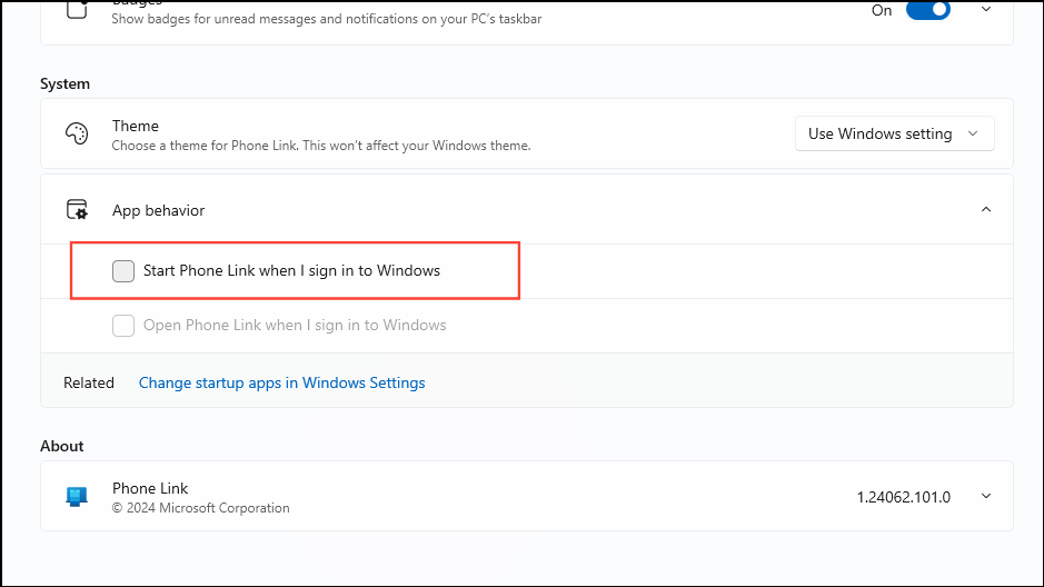 How to disable calls in the Phone Link app on Windows 11