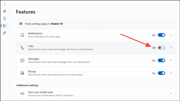 How to disable calls in the Phone Link app on Windows 11