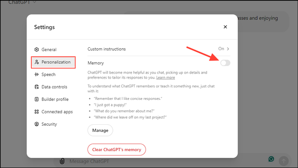 How to use ChatGPT's Memory feature