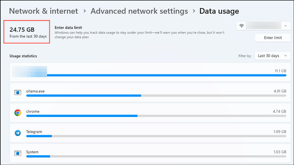 How to monitor your internet data usage on Windows 11