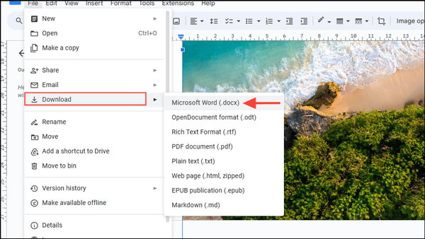 How to download an image from a Google Docs document