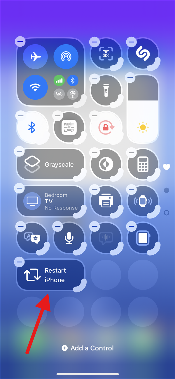 How to add 'Restart iPhone' shortcut to Control Center in iOS 18
