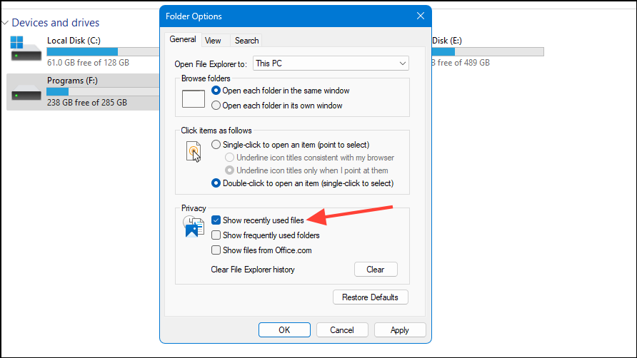 How to restore missing Quick Access in Windows 11 File Explorer