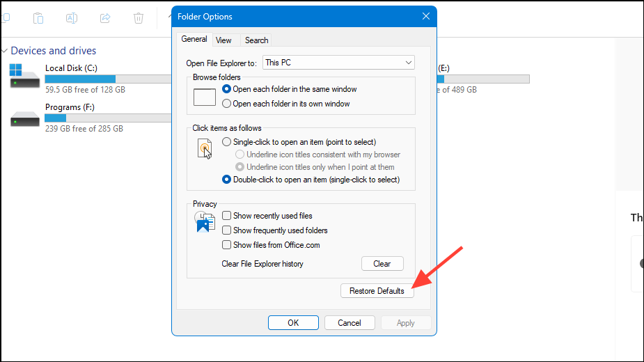 How to restore missing Quick Access in Windows 11 File Explorer
