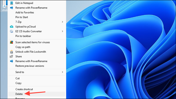 How to add a desktop shortcut for Shutdown in Windows 11