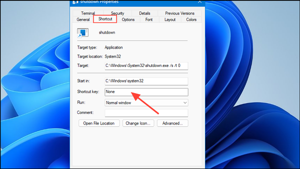 How to add a desktop shortcut for Shutdown in Windows 11