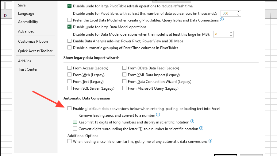 How to disable auto-formatting in Excel