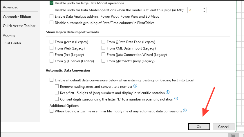 How to disable auto-formatting in Excel