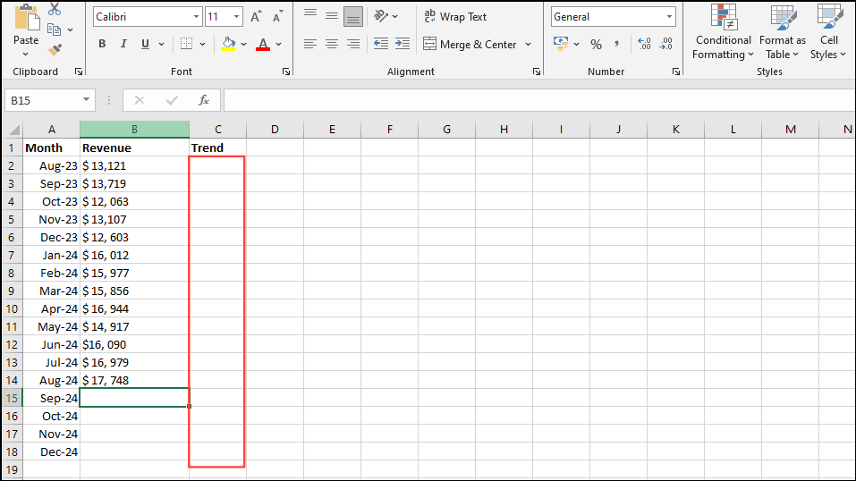 How to use the TREND function in Excel