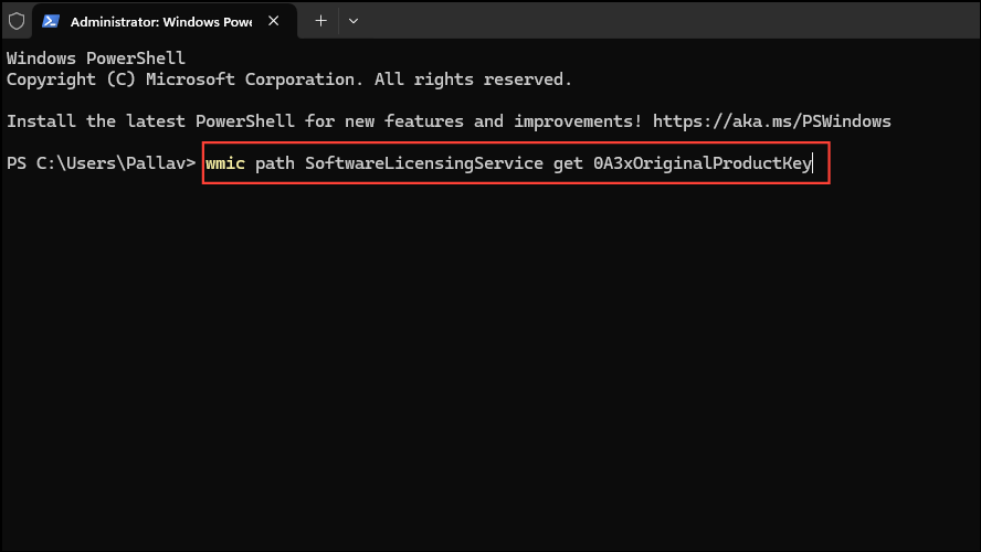 How to find Windows 11 product key using CMD