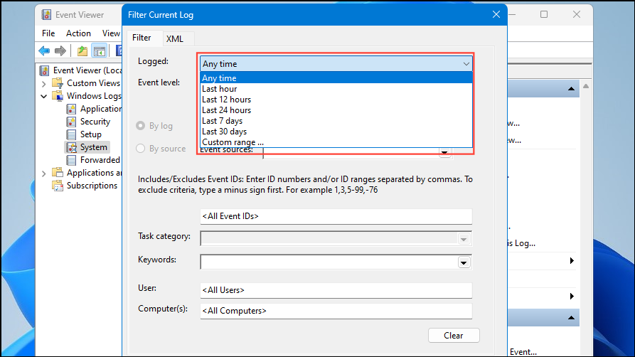 How to check crash logs in Windows 11