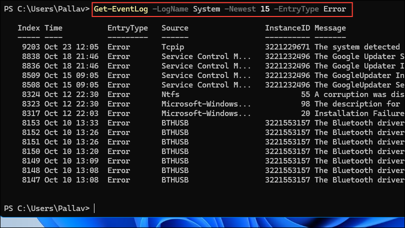 How to check crash logs in Windows 11