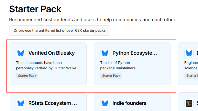 What are starter packs on Bluesky and how to use them