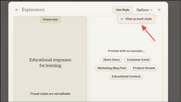 How to use different writing styles in Claude AI