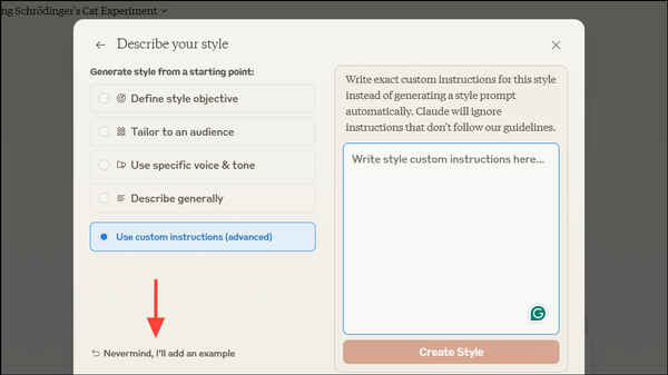 How to use different writing styles in Claude AI