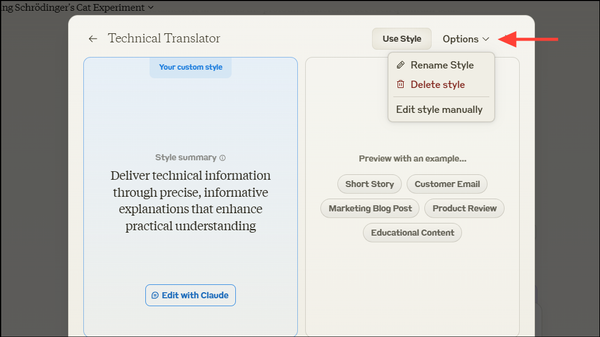 How to use different writing styles in Claude AI
