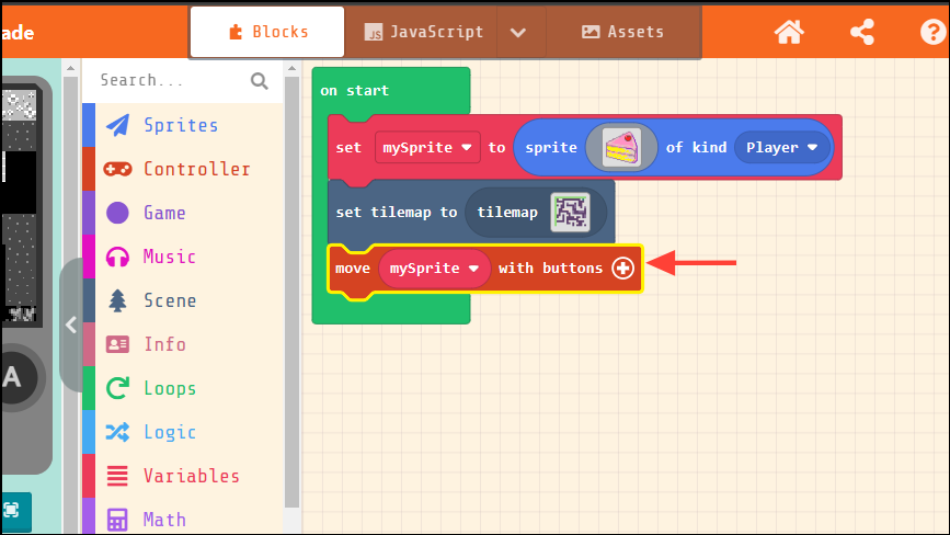 How to make a game on Microsoft MakeCode Arcade