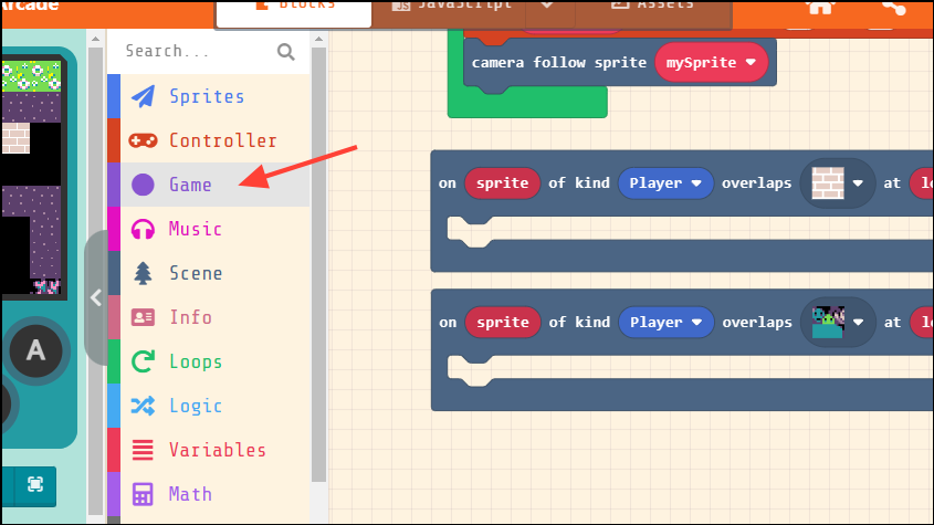 How to make a game on Microsoft MakeCode Arcade