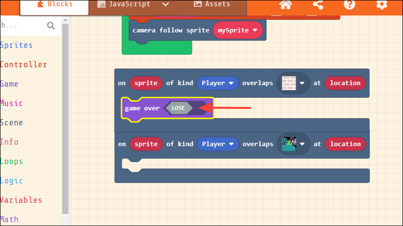 How to make a game on Microsoft MakeCode Arcade