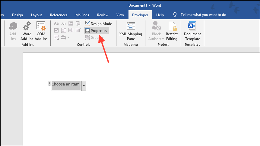 How to add a dropdown list to a Word document