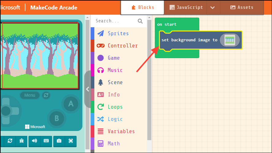 How to make a game on Microsoft MakeCode Arcade