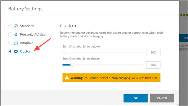 How to stop laptop battery from charging above 80%