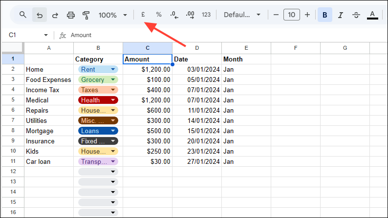 How to create a monthly spending tracker using Google Sheets