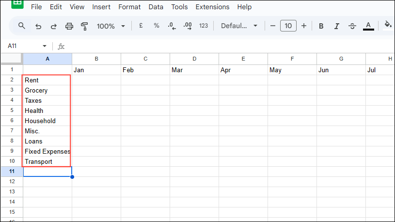 How to create a monthly spending tracker using Google Sheets
