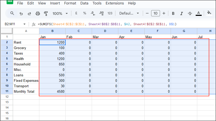 How to create a monthly spending tracker using Google Sheets