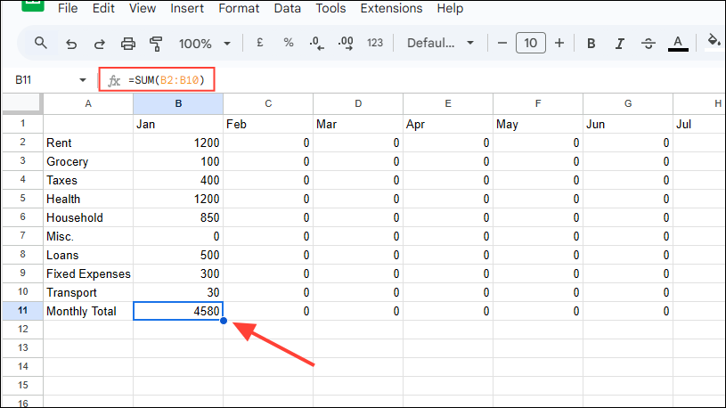 How to create a monthly spending tracker using Google Sheets
