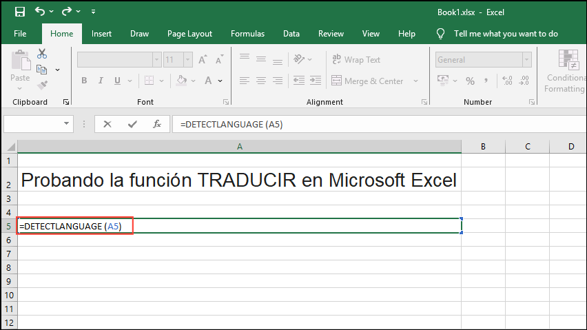How to use the TRANSLATE and DETECTLANGUAGE functions in Excel