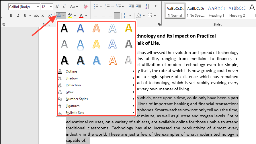 How to add design elements in a Word document