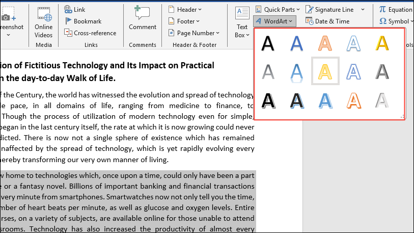 How to add design elements in a Word document