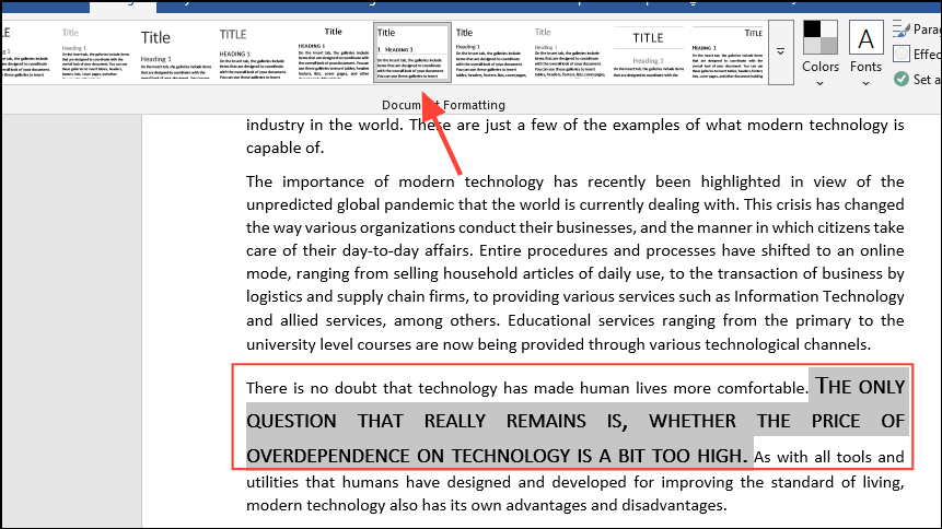 How to add design elements in a Word document