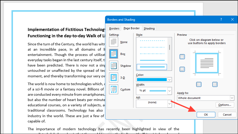 How to add design elements in a Word document
