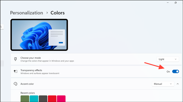 How to make taskbar transparent in Windows 11