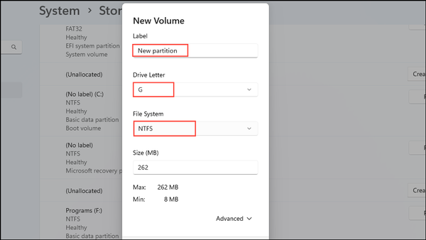 How to make a partition in Windows 11