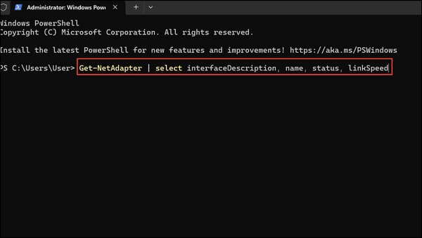 Check Network Adapter Speed in Windows 11