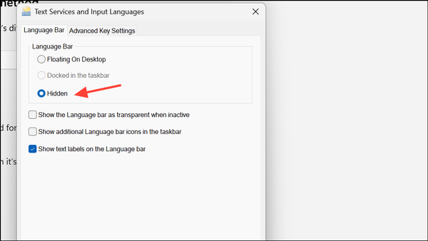 Disable Input Indicator or Language Bar in Windows 11