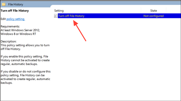 Turn Off File History in Windows 11