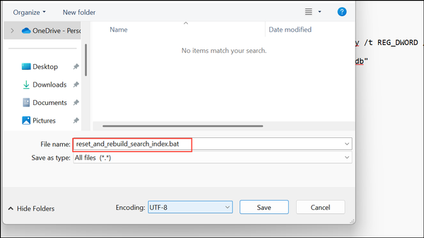 Rebuild Search Index on Windows 11
