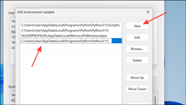Add Python to PATH on Windows 11