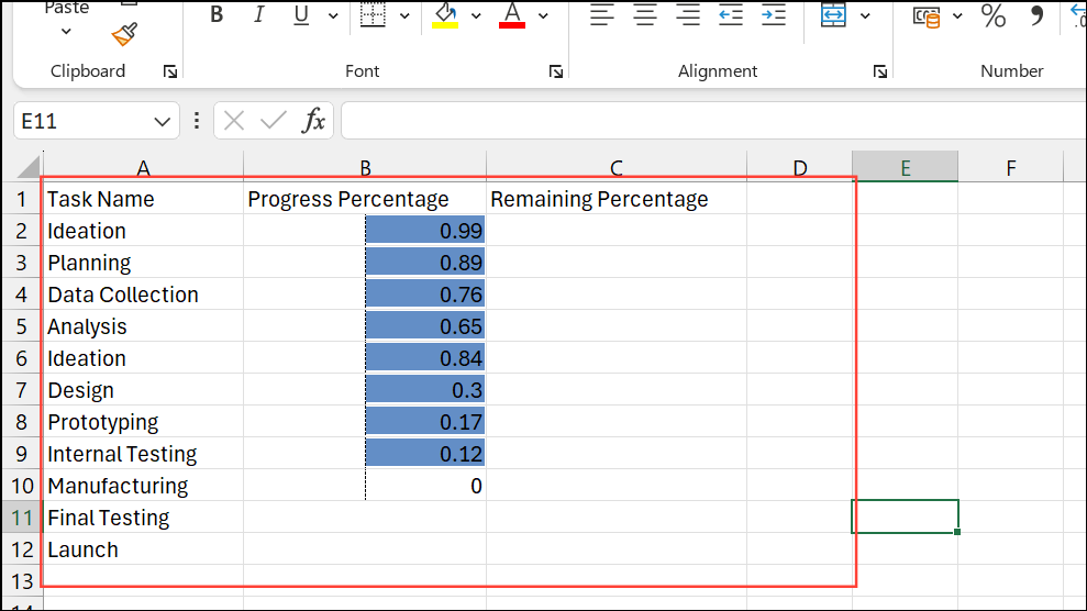 How to Create Progress Bars in Microsoft Excel