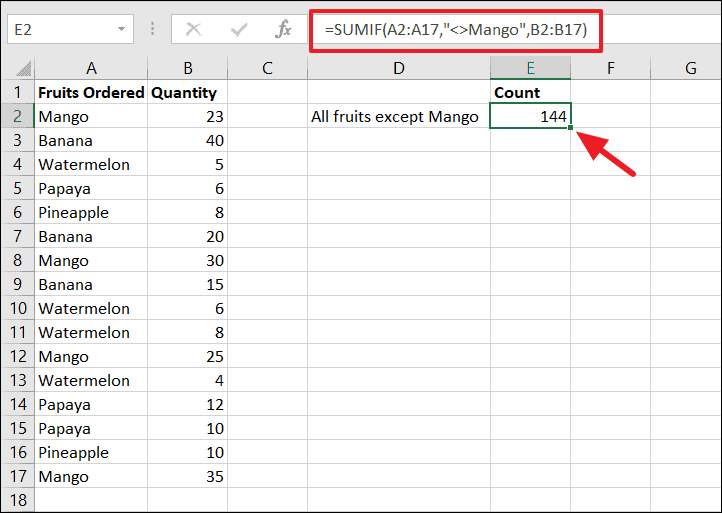 How to Use 'Not Equal To' in Excel