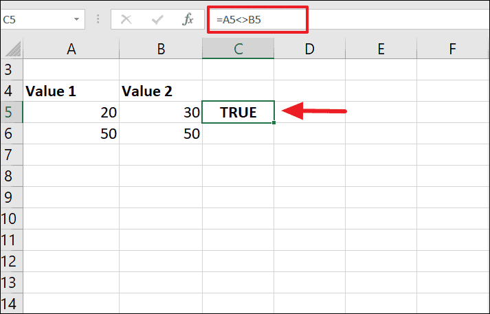 How to Use 'Not Equal To' in Excel